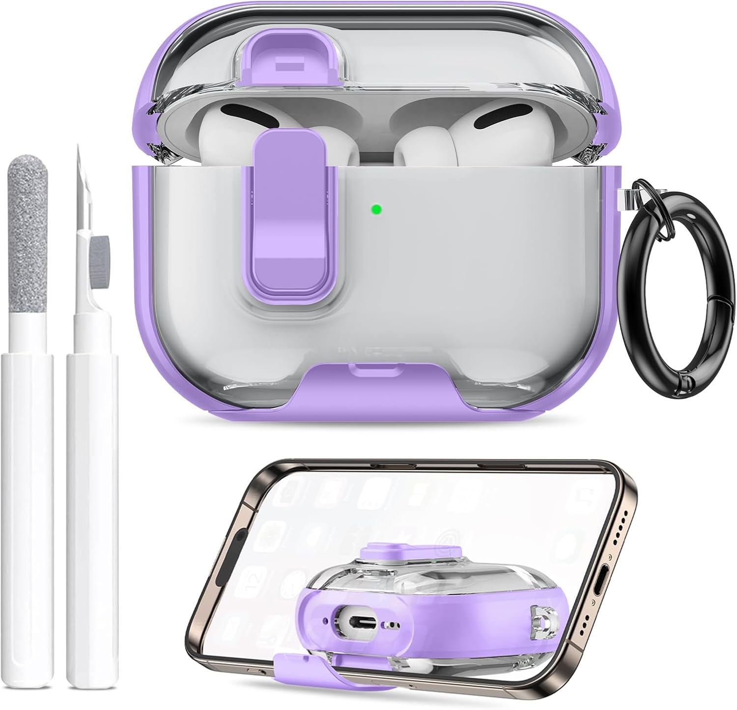 Amazon.com: for AirPods Pro 3 Case (2025) with Phone Stand & Cleaner ...