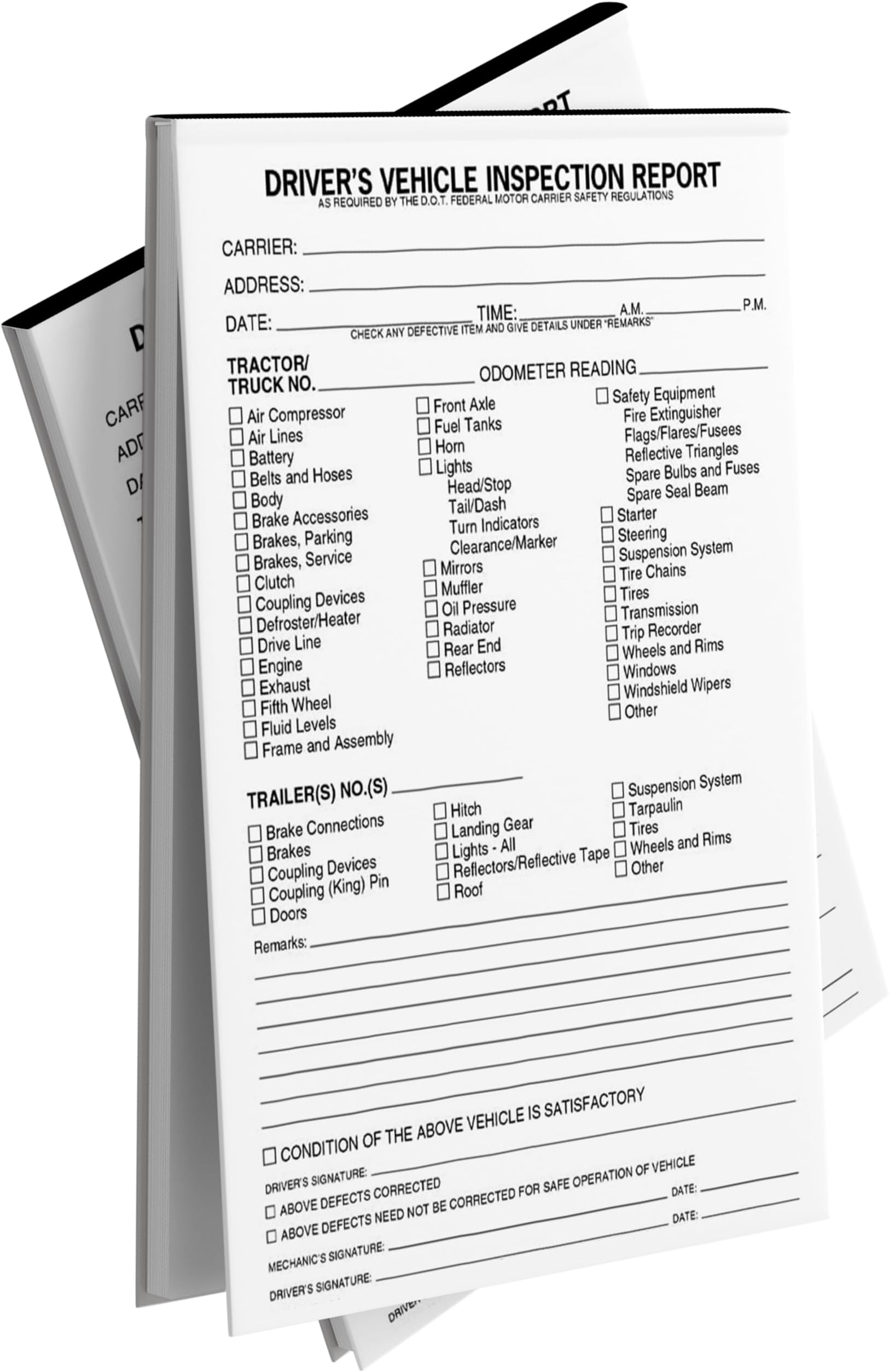 Amazon.com : 10 Pack Detailed Driver Vehicle Inspection Report Book 2 ...