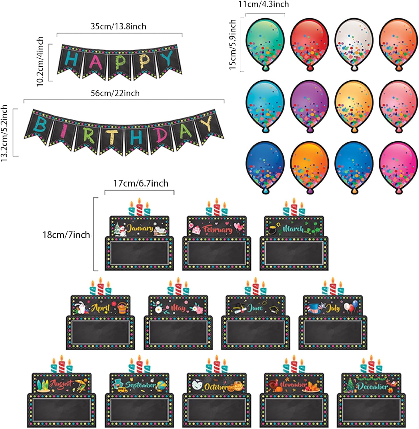 26pc Chalkboard Bulletin Board Set - Classroom Birthday Decoration ...
