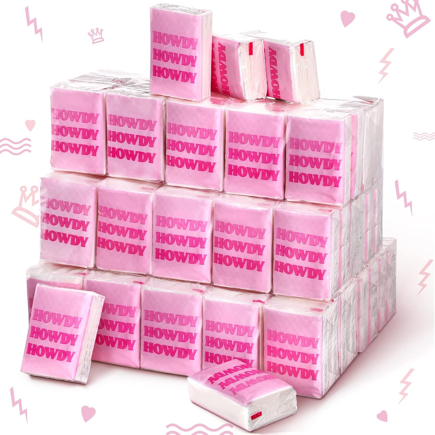 60 Pack Mini Tissue Packs Bulk 3-ply Pink Travel Tissues Packs Soft ...