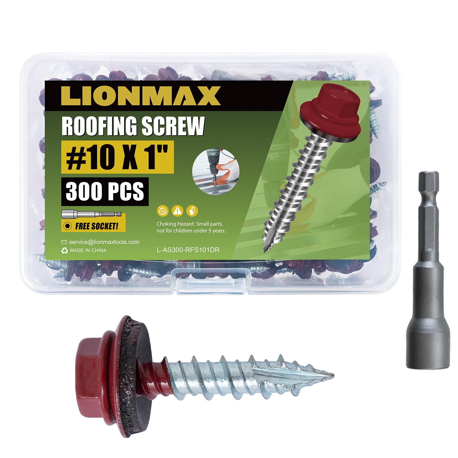 Snapklik.com : Metal Roofing Screws #10 1 Inch, 300-PCS, Dark Red ...