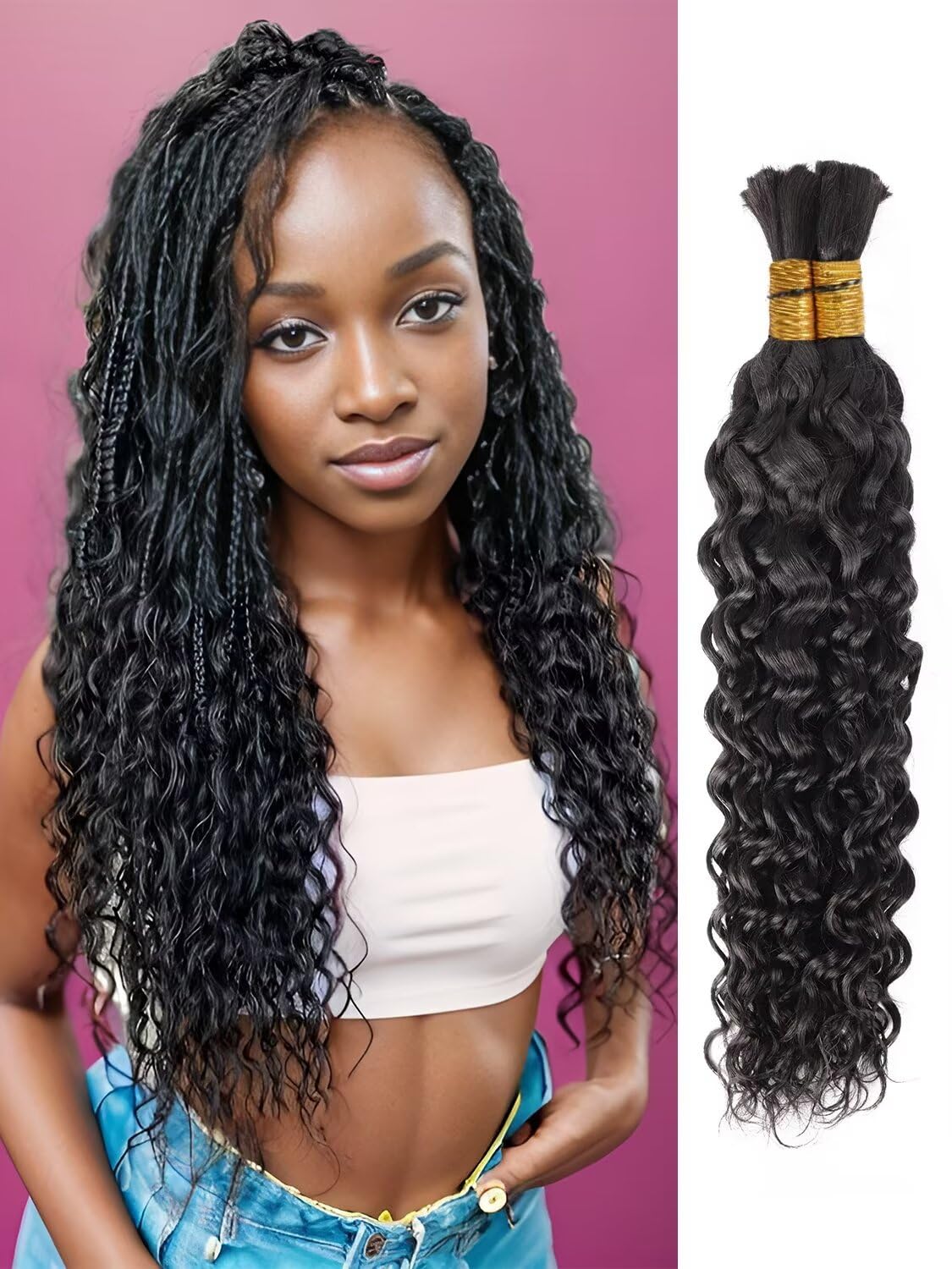 Amazon.com : Human Braiding Hair Water Wave Bulk Human Hair for ...