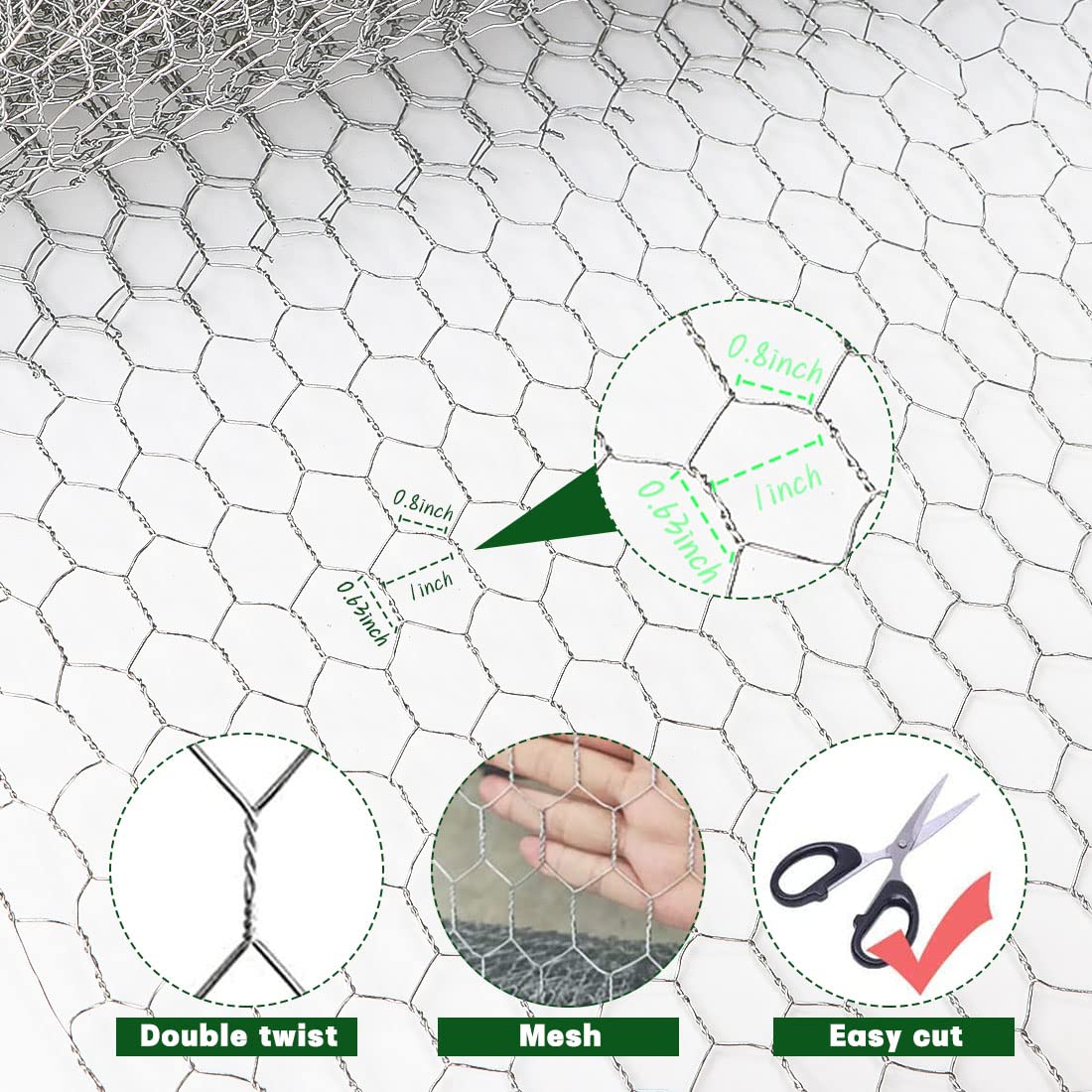 Chicken Wire Mesh Fencing Fencer Wire 3 Ft. X 150 Ft. 20 Gauge Poultry