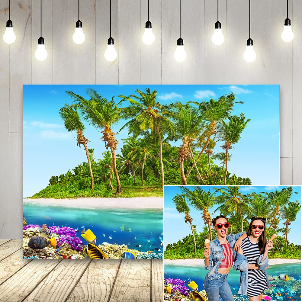 Buy 7x5ft Summer Tropical Beach Backdrop Seaside Island Palm Trees ...