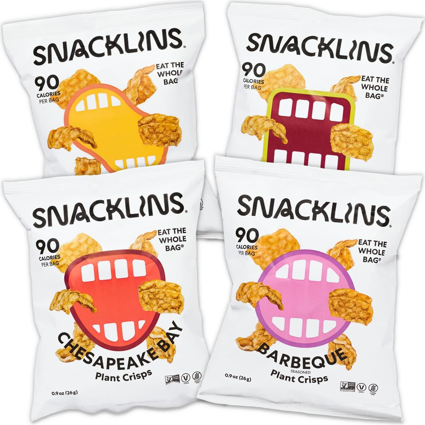 Amazon.com: SNACKLINS Plant Based Crisps 4 Flavor Variety - Nacho, BBQ ...