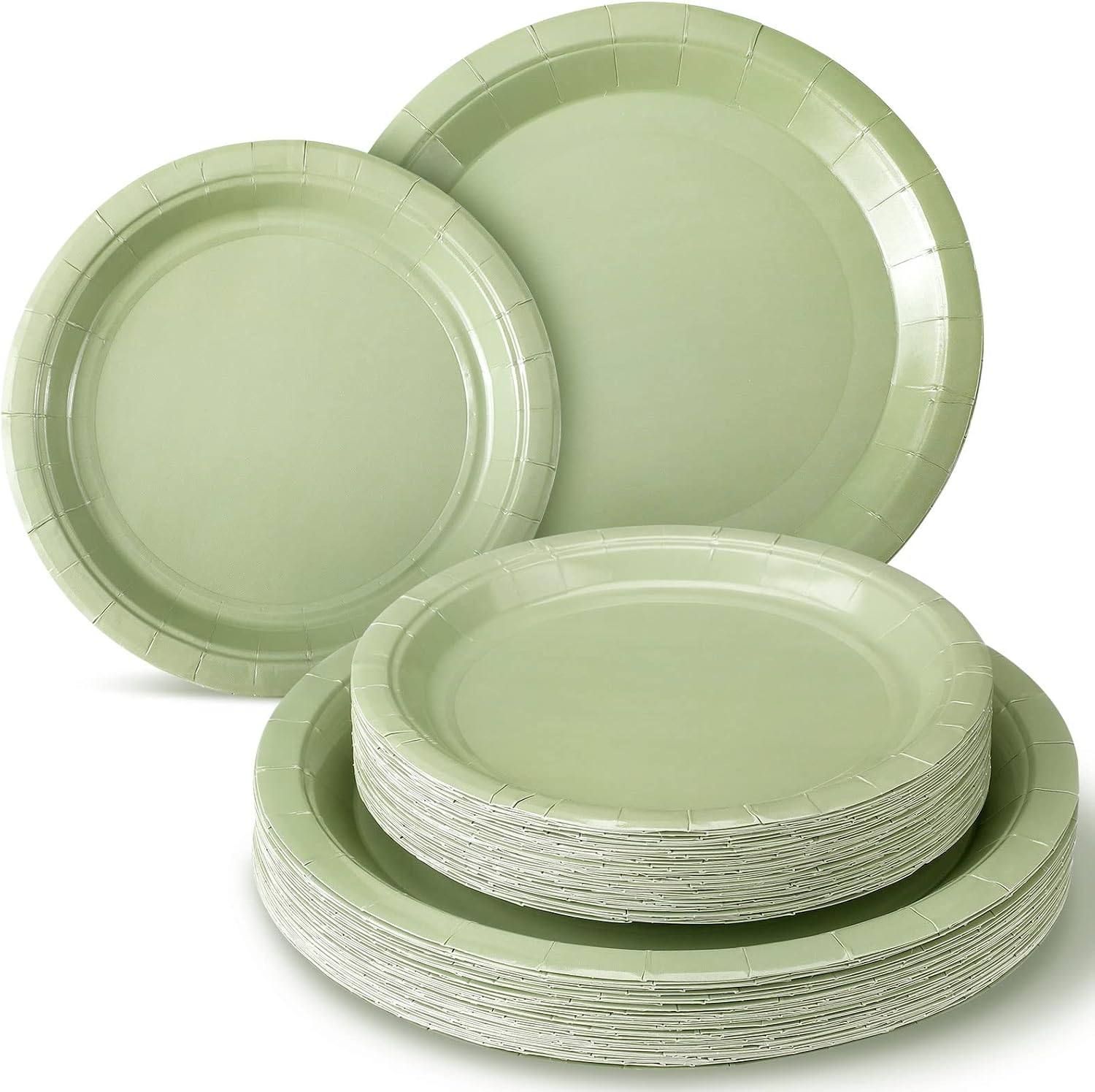 Amazon.com: Roshtia 100 Pcs Sage Green Disposable Plates Green Paper ...