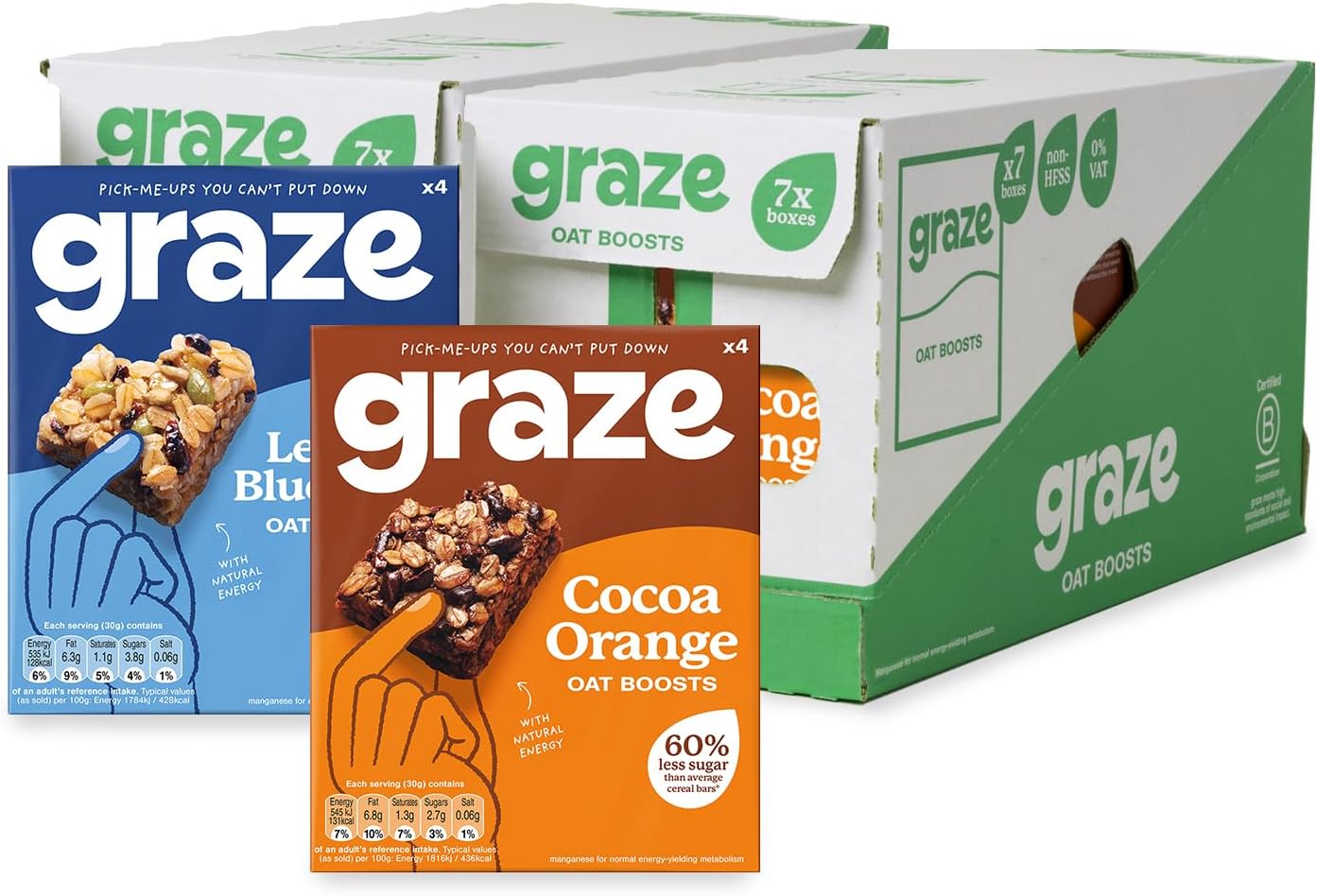 Graze - Variety box - Healthy Snacks with Cocoa orange oat bars & Lemon ...