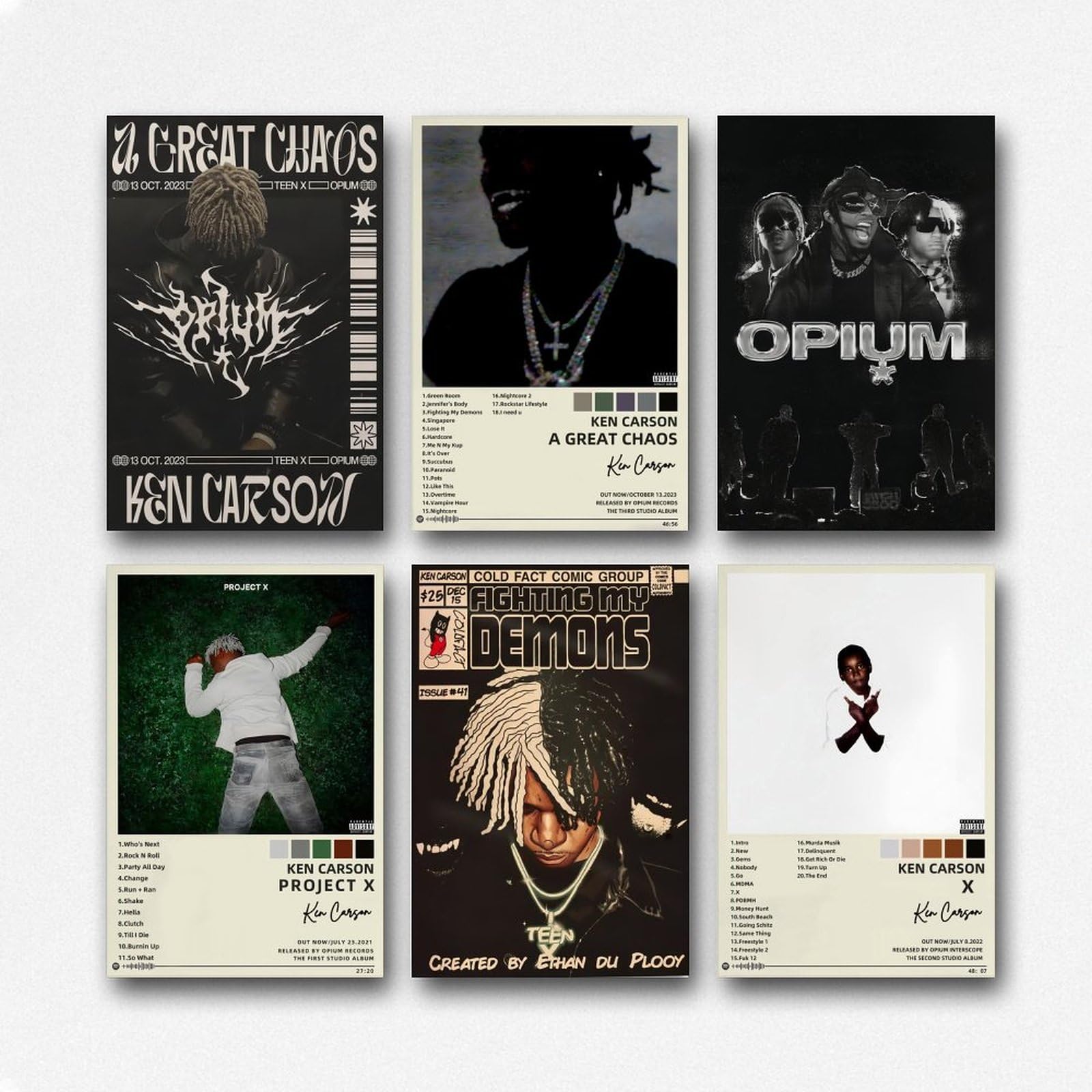 VSGWPACF Ken Carson Poster (Set of 6) Album Cover Posters Music Canvas ...