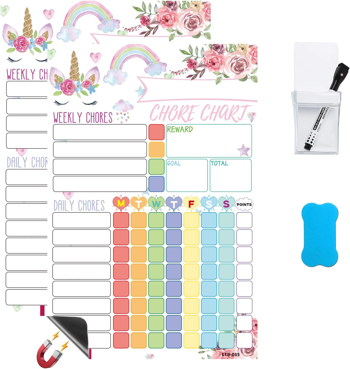 Amazon.com : 2 Pieces Sliding Chore Chart for Kids Checklist Memo ...