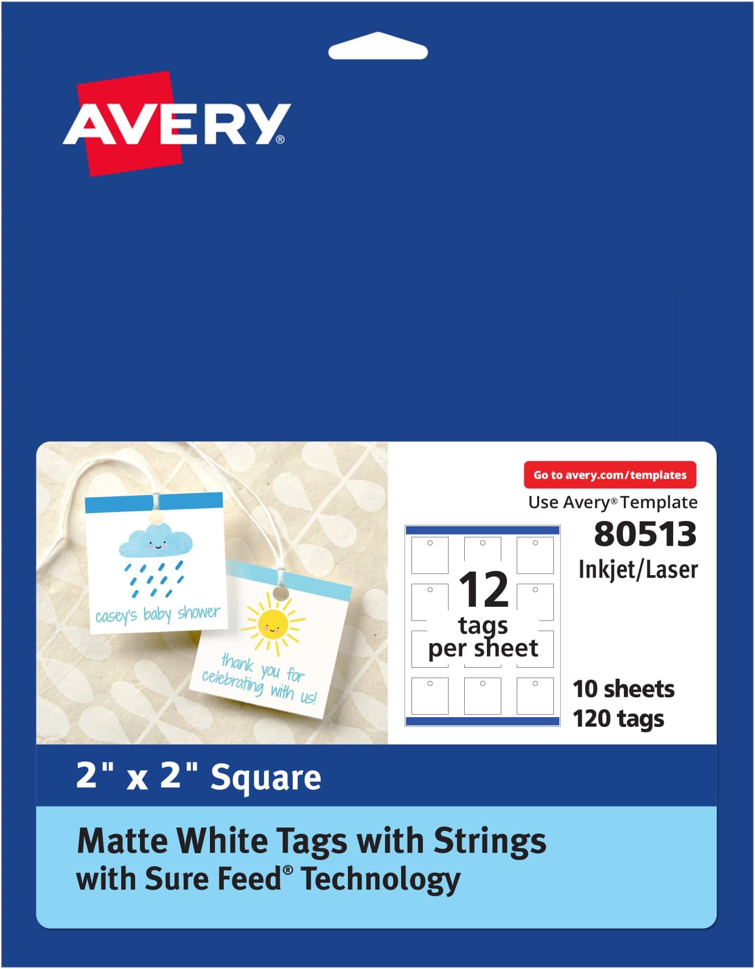 Amazon.com : Avery Square Cards with Sure Feed Technology, 3" x 3 ...