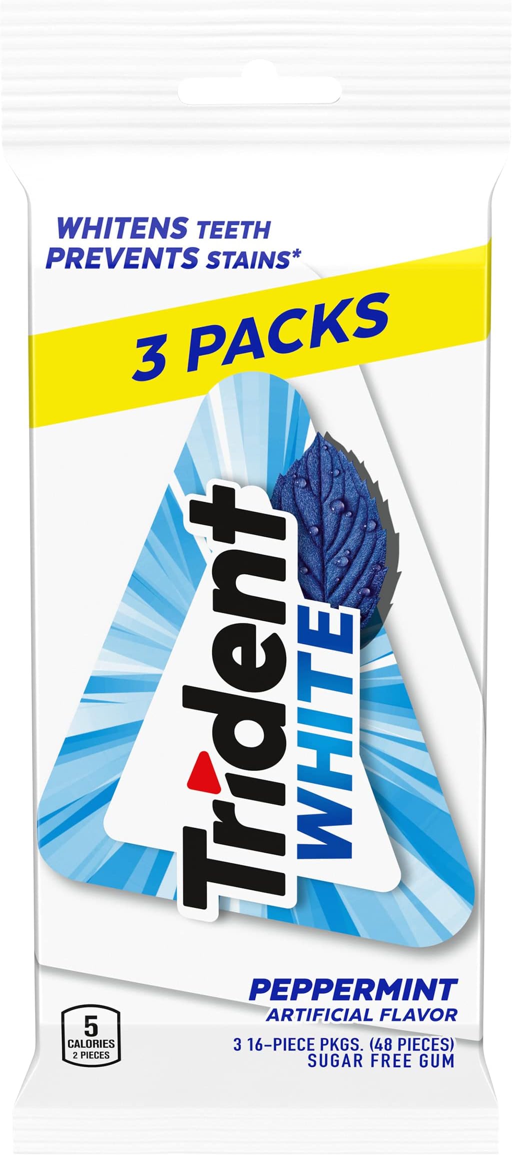 Amazon.com : Trident White Sugar Free Gum, Peppermint Flavor, 3 Packs ...