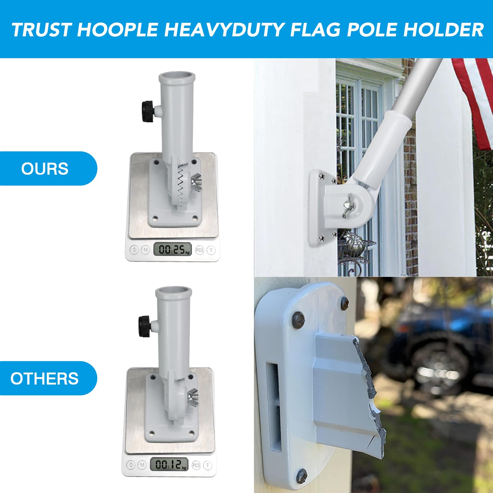 Snapklik.com : Flag Pole Holder Whiite And Black, Adjustable Flag Pole ...