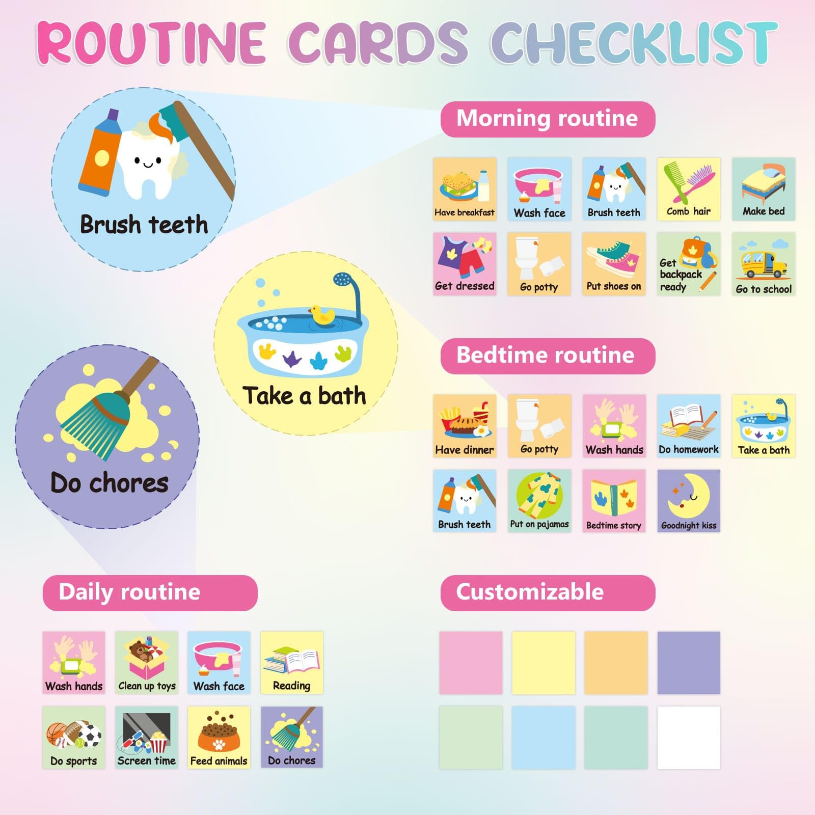 WERNNSAI Unicorn Routine Chart for Kids – Daily Visual Schedule for ...