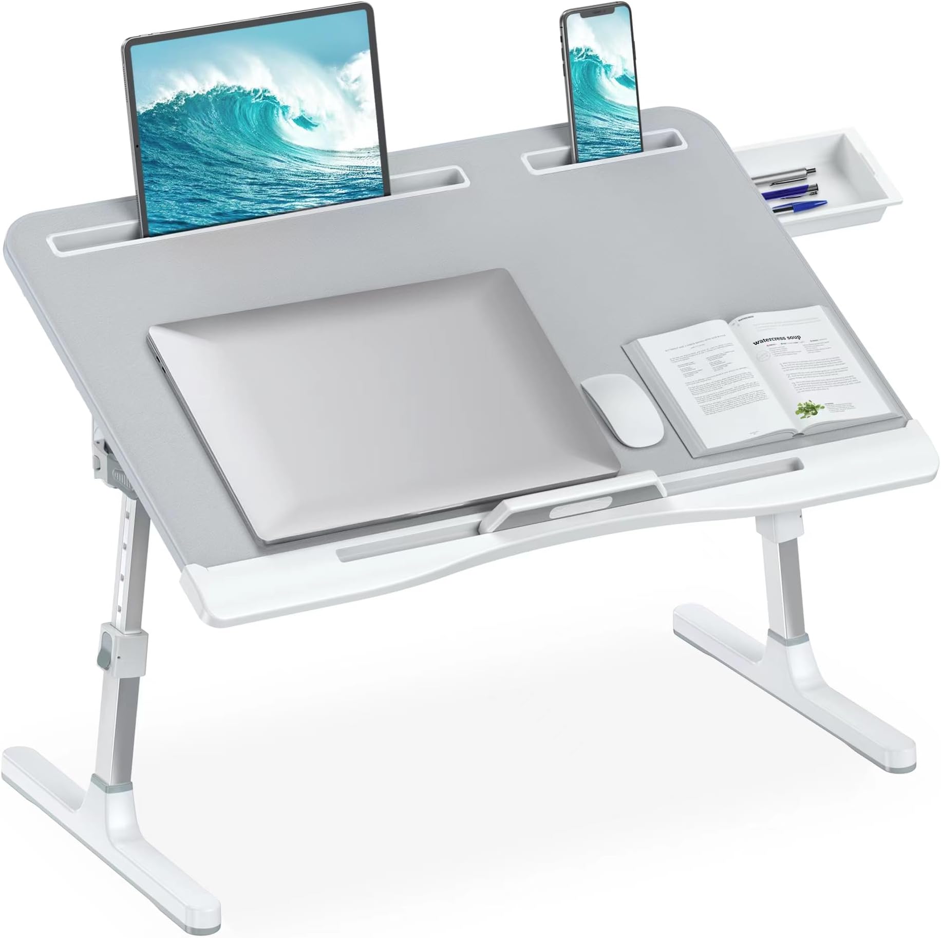 Amazon.com: HETTHI Laptop Desk for Bed, Adjustable Bed Table with ...