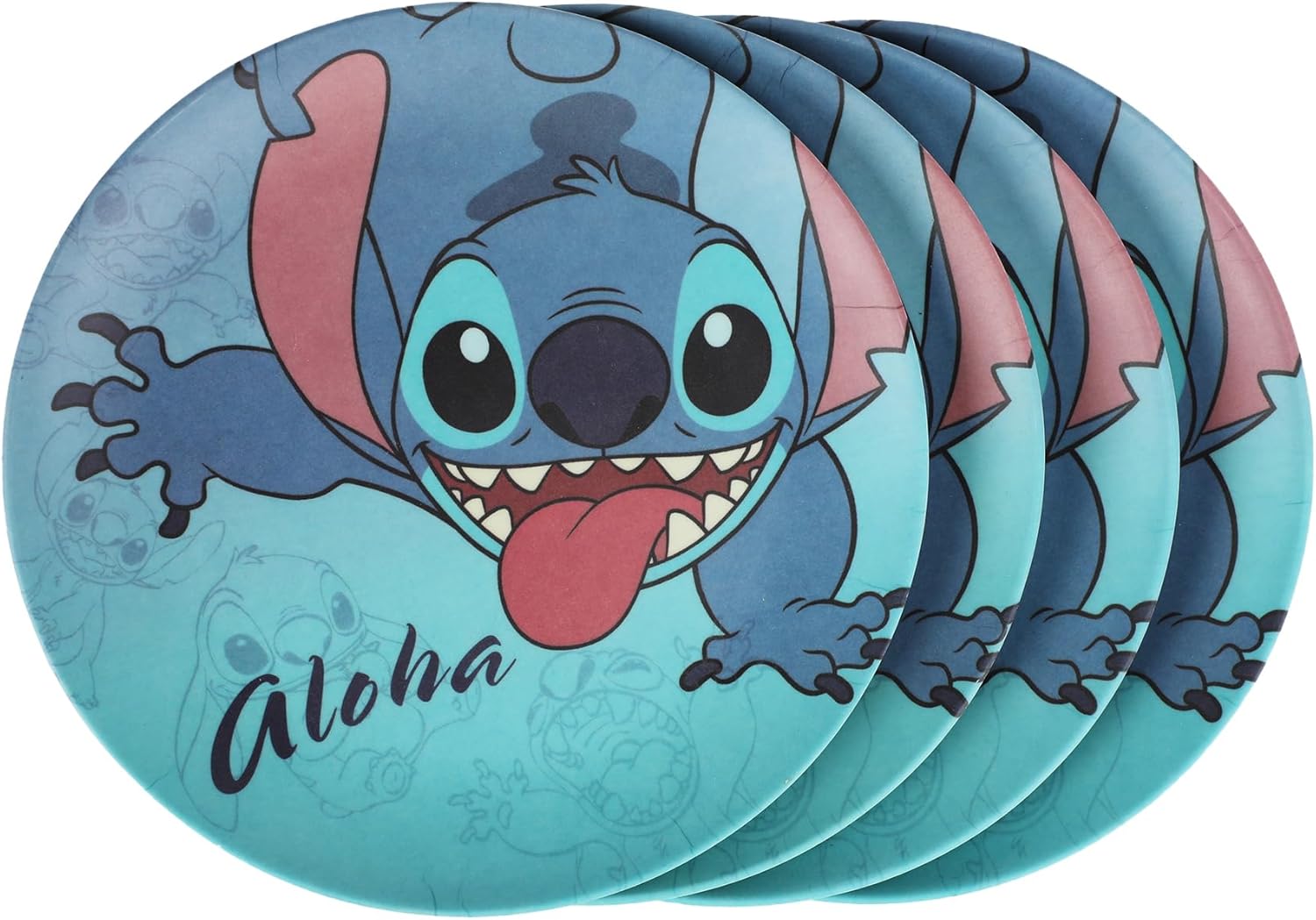 Amazon.com | Bioworld Disney's Stitch Aloha 8 Bamboo Plates (Set of 4 ...