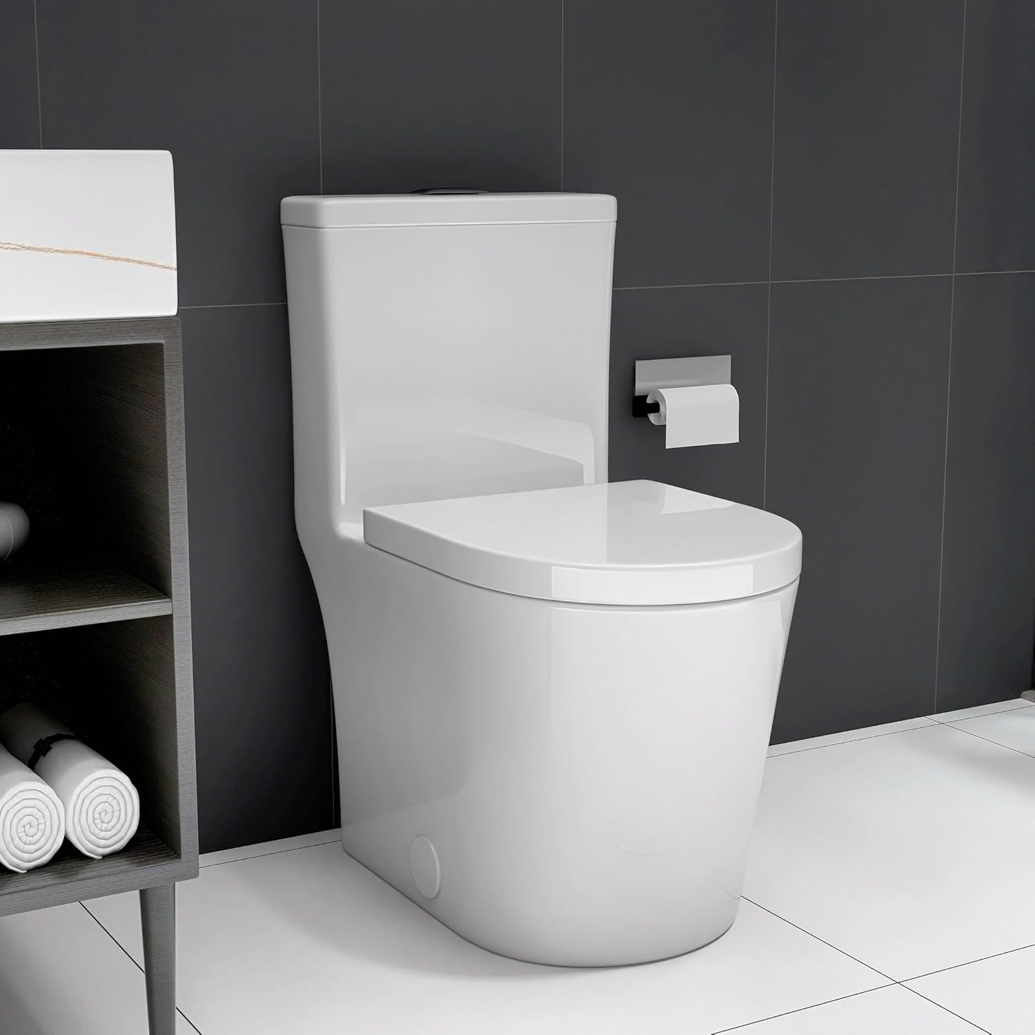 Small Compact One Piece Toilet Dual Flush,23 inch Short Depth for Tiny ...
