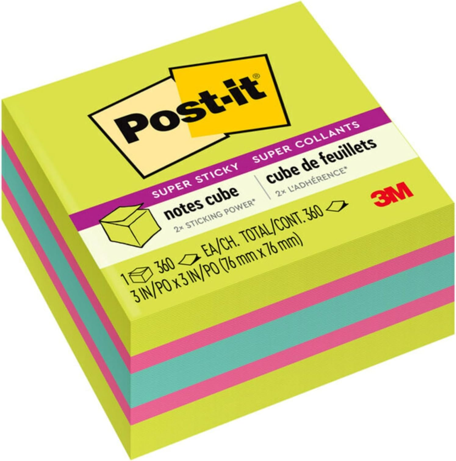 Amazon.com : Post-it® Notes Cube Mixed Case, 3 in x 3 in, Pink Wave and ...