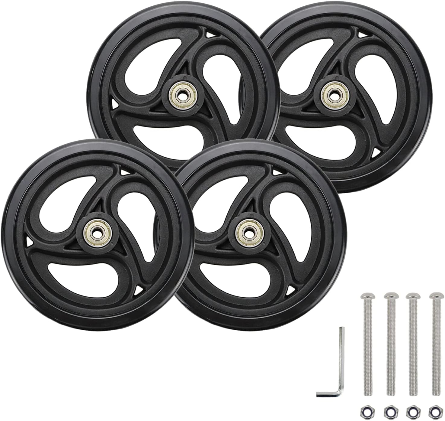 Amazon.com: Wealrit Black Solid Walker Wheels Replacement - 6 Inch ...