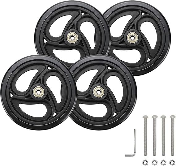 Amazon.com: Wealrit Black Solid Walker Wheels Replacement - 6 Inch ...