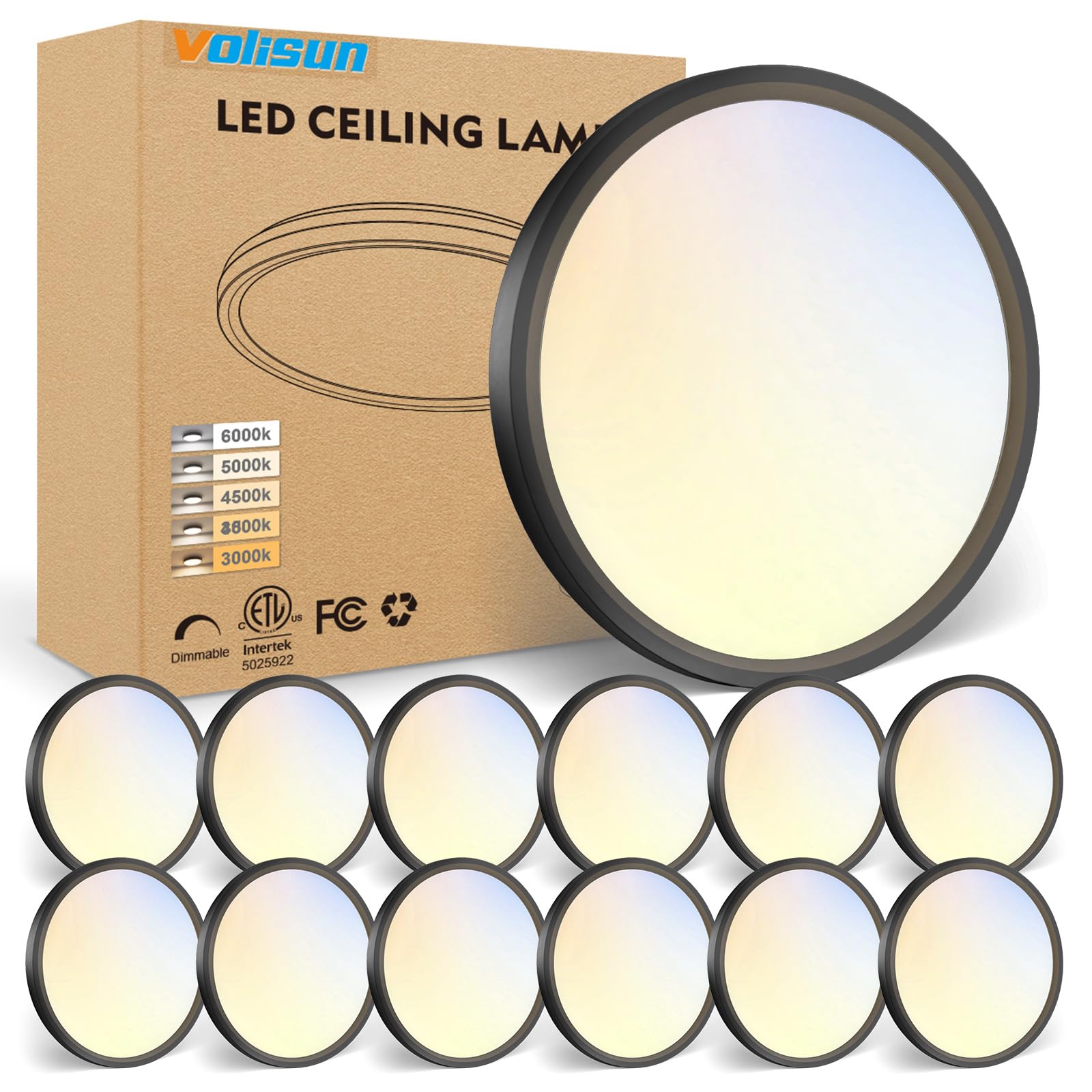 Snapklik.com : VOLISUN 12Pack 5CCT LED Flush Mount Ceiling Light, 7 ...