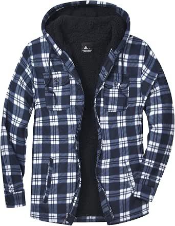 Amazon.com: SCODI Men's Flannel Shirt Jacket Fleece Lined Plaid Coat ...