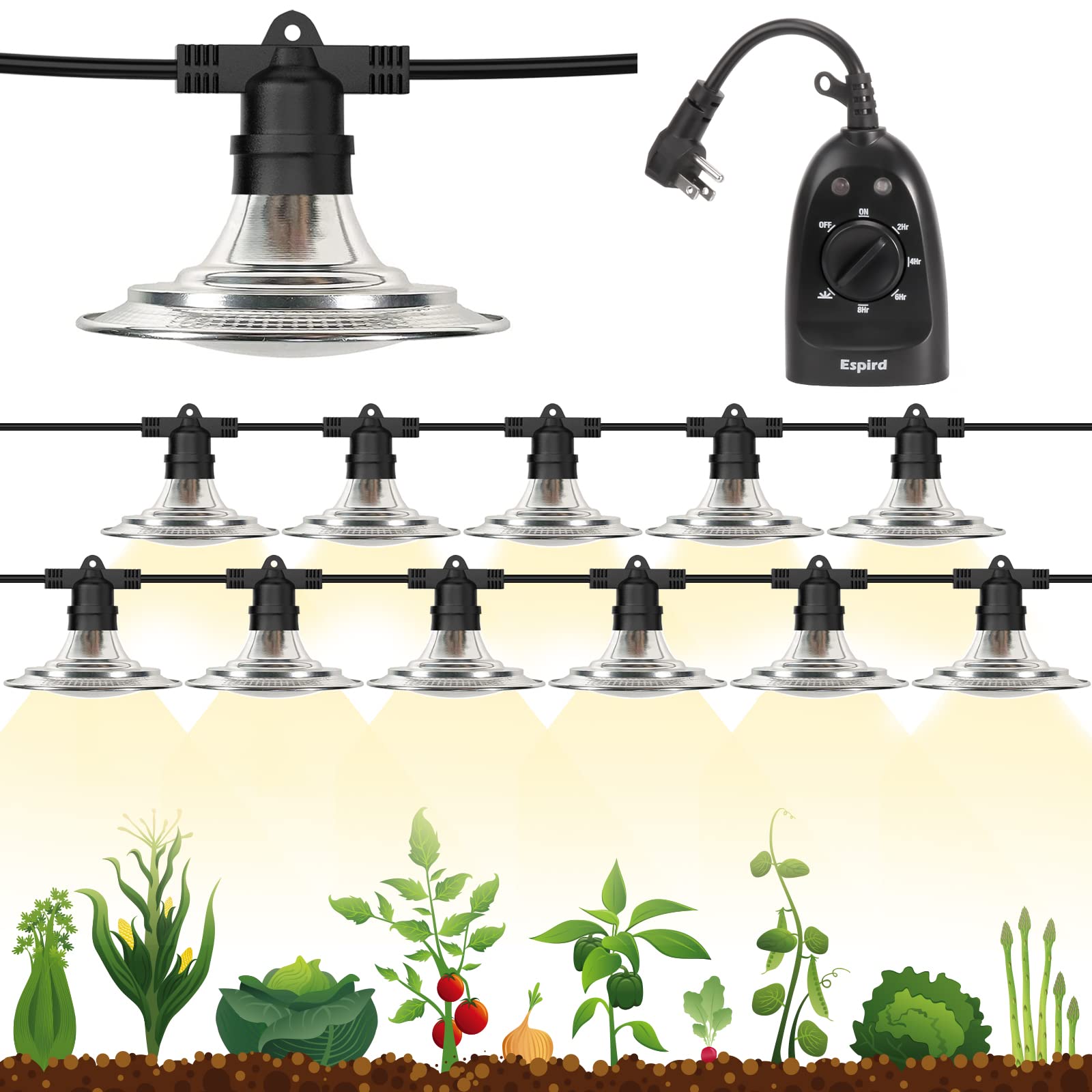 Espird LED Grow Light Plant Growing Lamps with Timer, Outdoor ...