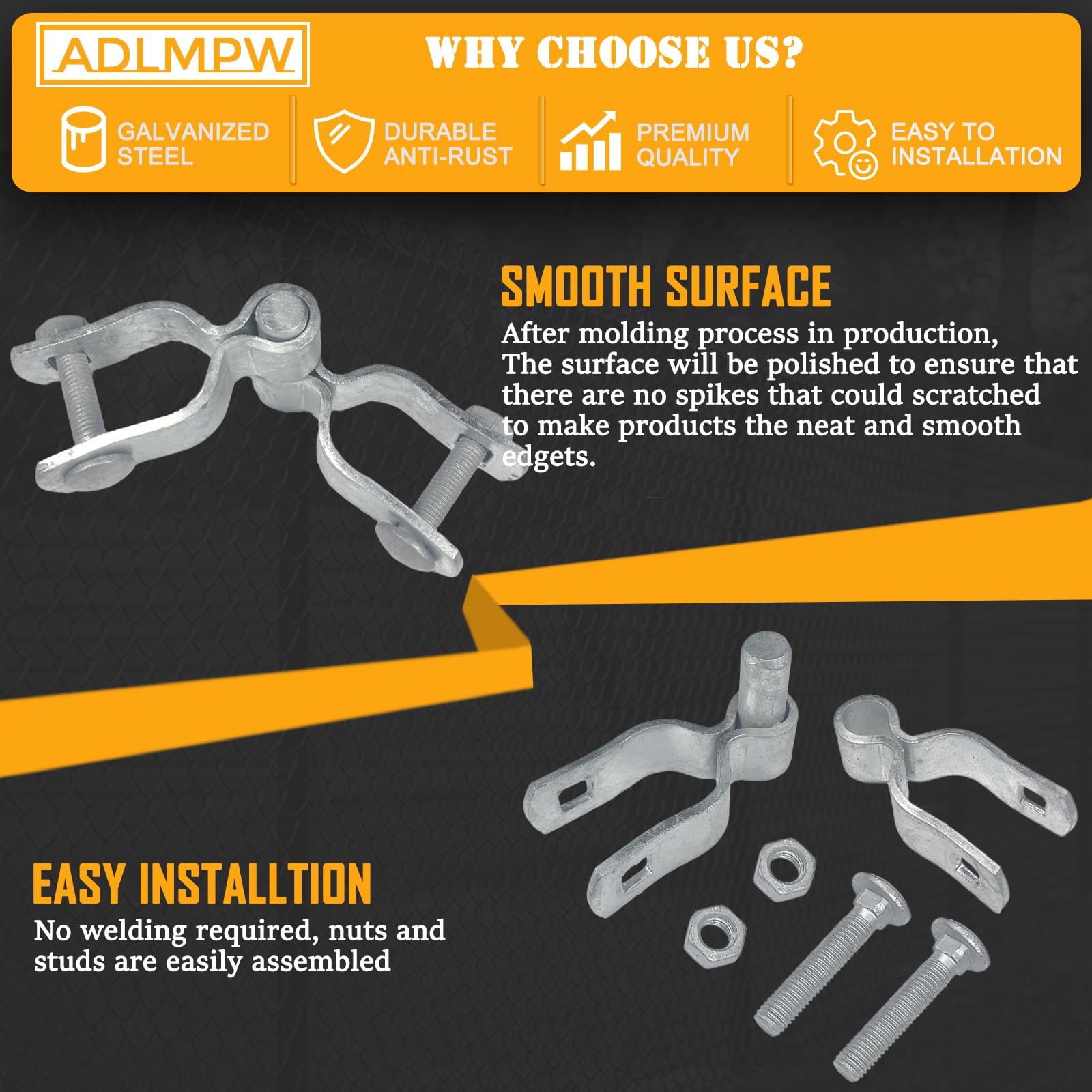 Chain Link Fence Chain Link Chain Link Gate Hinge Kit - Galvanized ...
