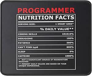 Amazon.com: Programmer Nutritional Facts Mouse Pad Funny Coding Nerd ...