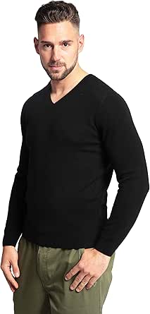 Goyo Cashmere Men's 100% Pure Cashmere Sweater - V-Neck Long Sleeve ...