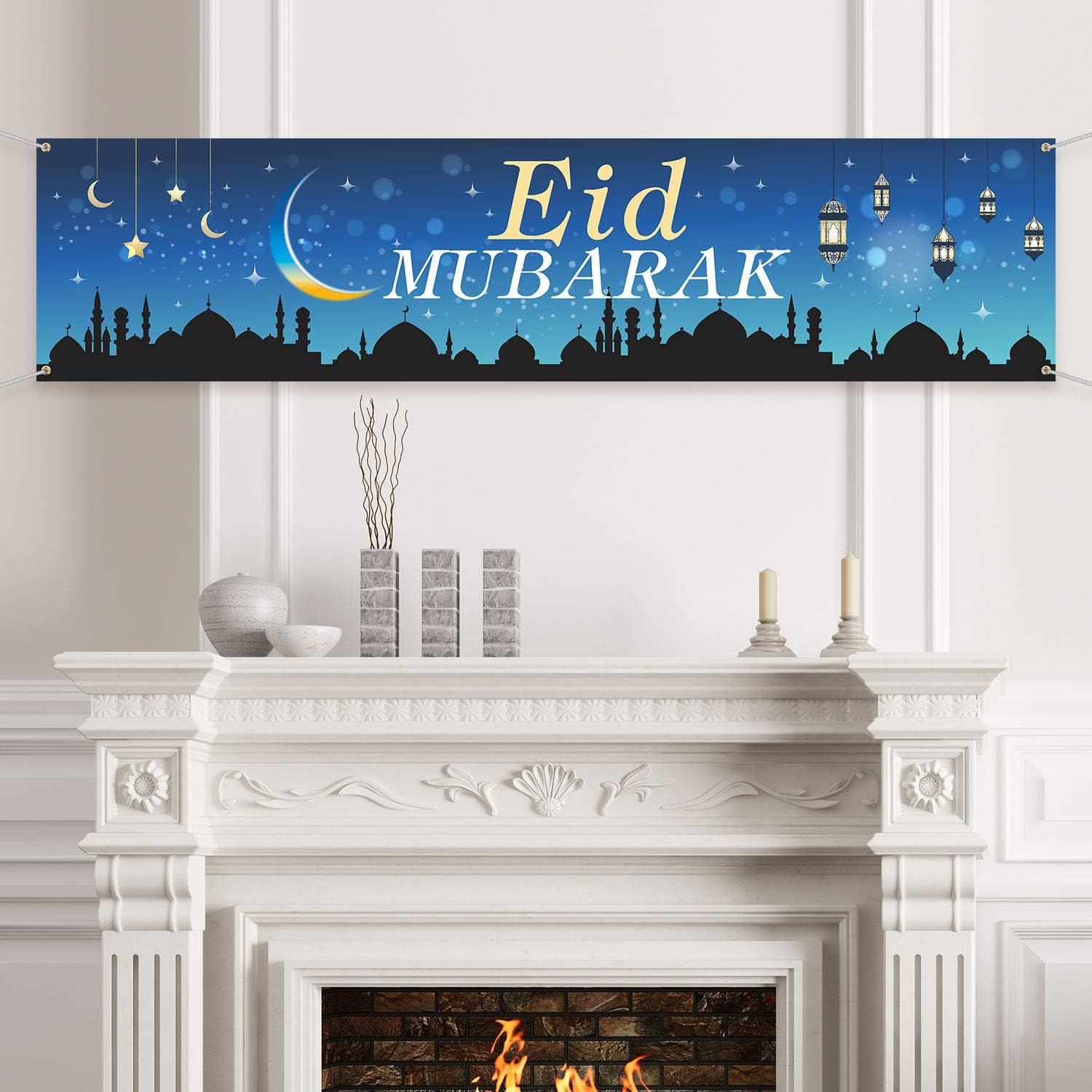 Amazon.com: Blulu Ramadan Decoration Ramadan Banner Mubarak Hanging ...