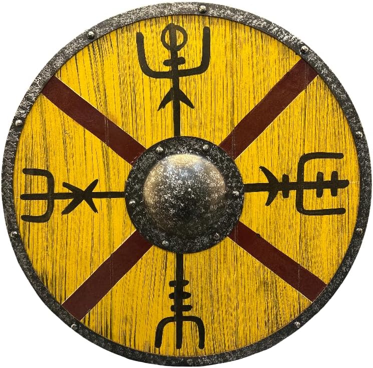 Amazon.com: Viking Wooden Shield – Handmade Yellow Round Medieval ...