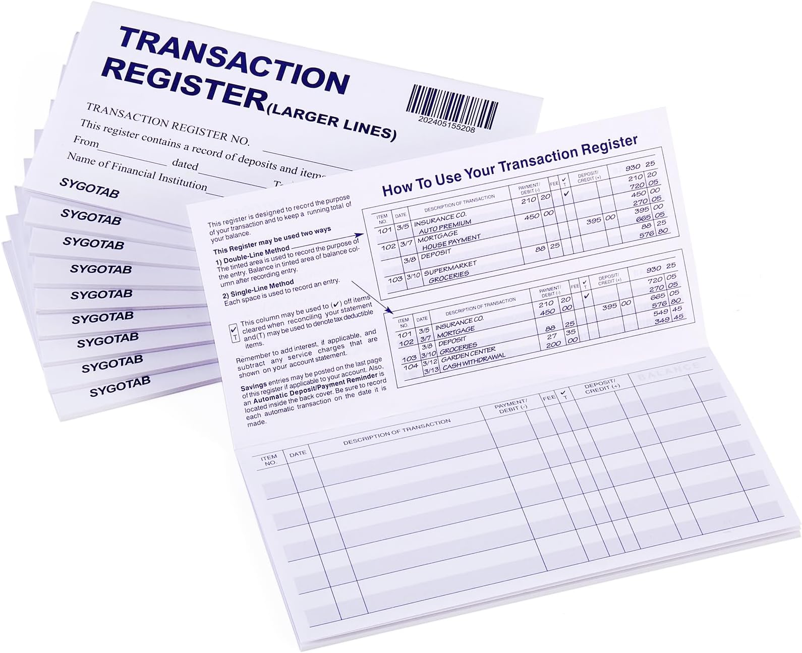 24PCS Larger Lines Check registers for Personal Checkbook : Amazon.ca ...