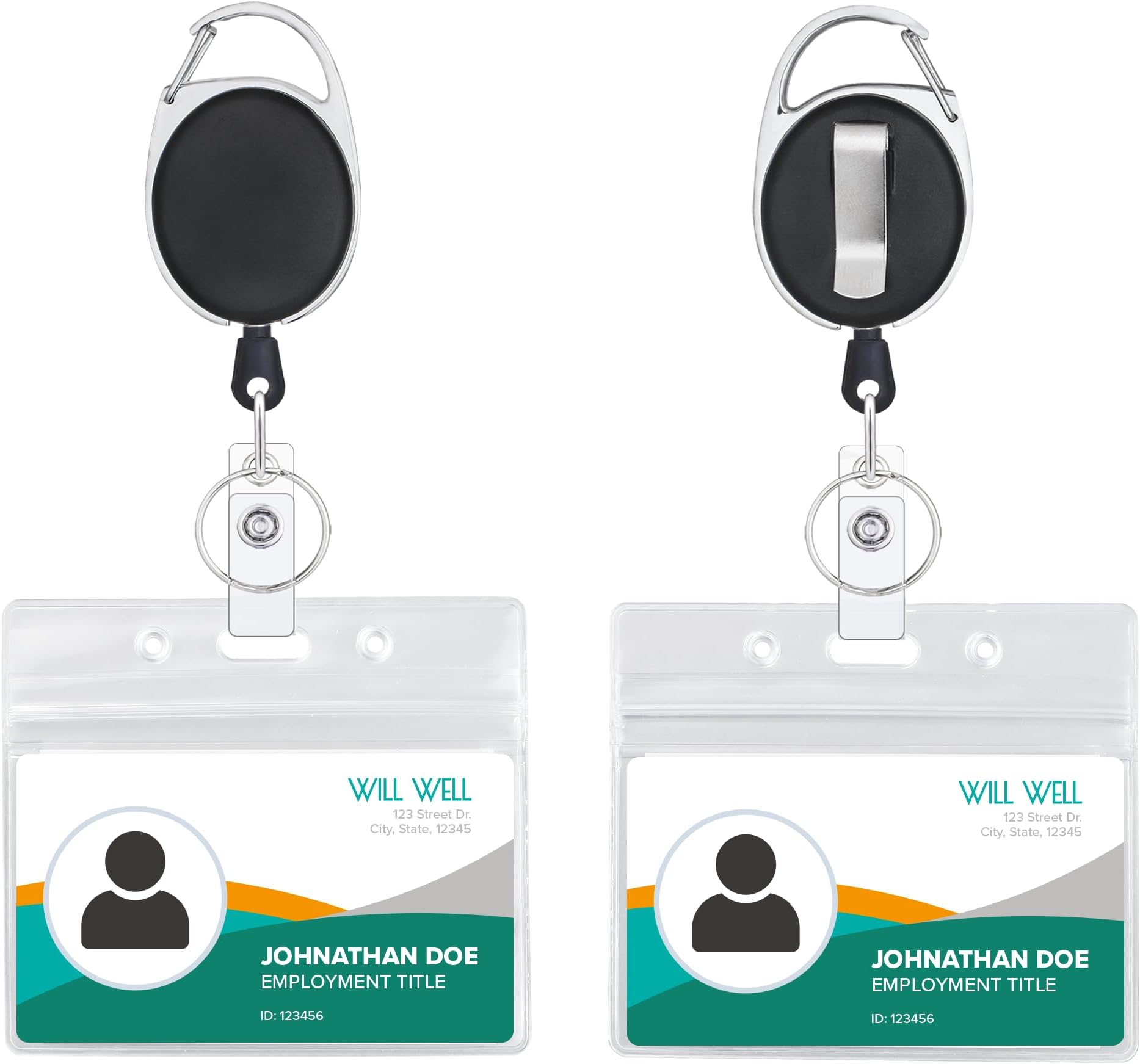 Amazon.com : 2 Pack Clear Plastic Horizontal Name Tag Badge ID Card ...