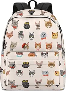 Amazon.com: Cat Print Backpack Lightweight School Bookbag with Side ...