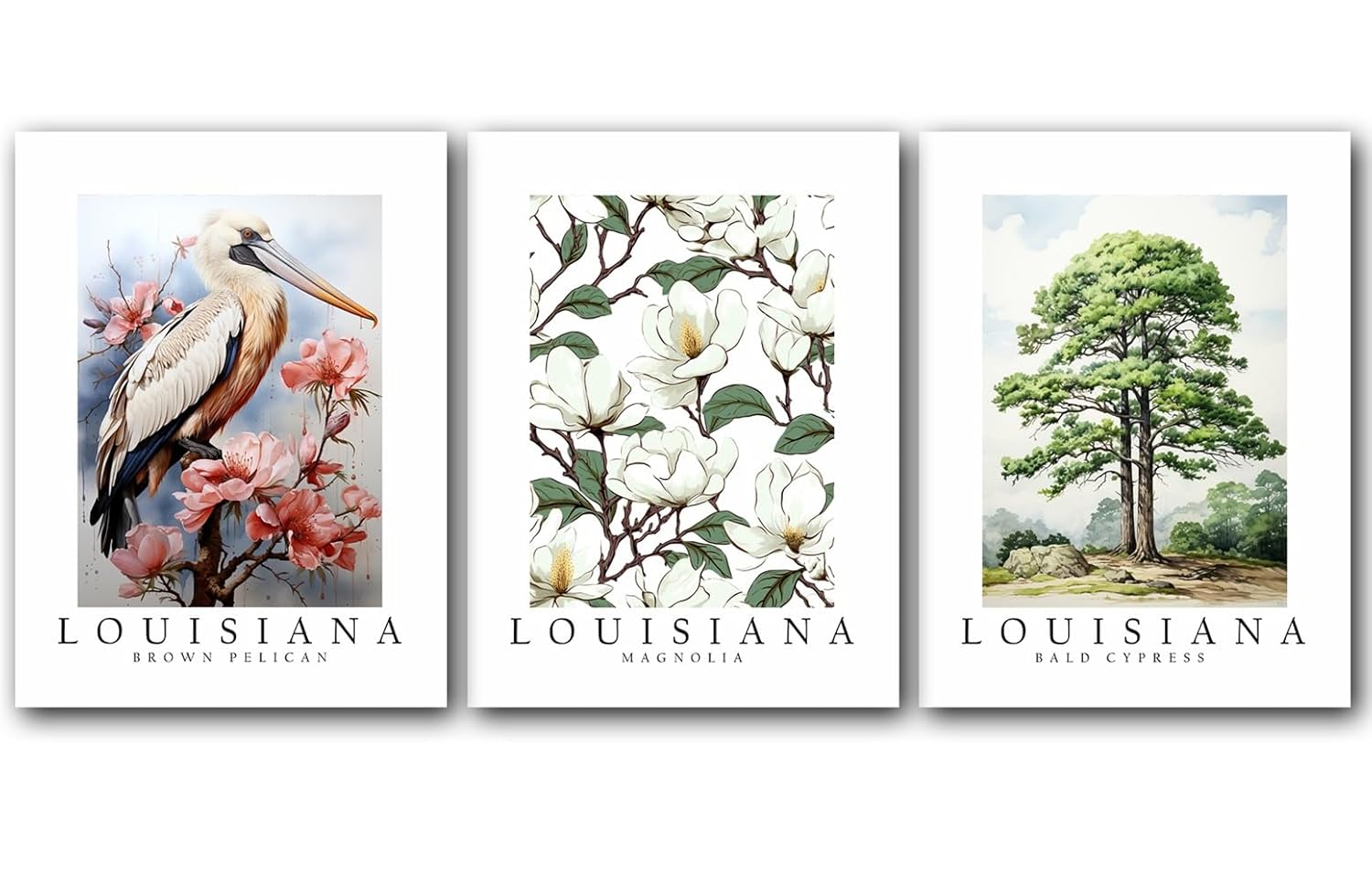 Amazon.com: Louisiana Symbols, Brown Pelican Bird, Magnolia Flower ...