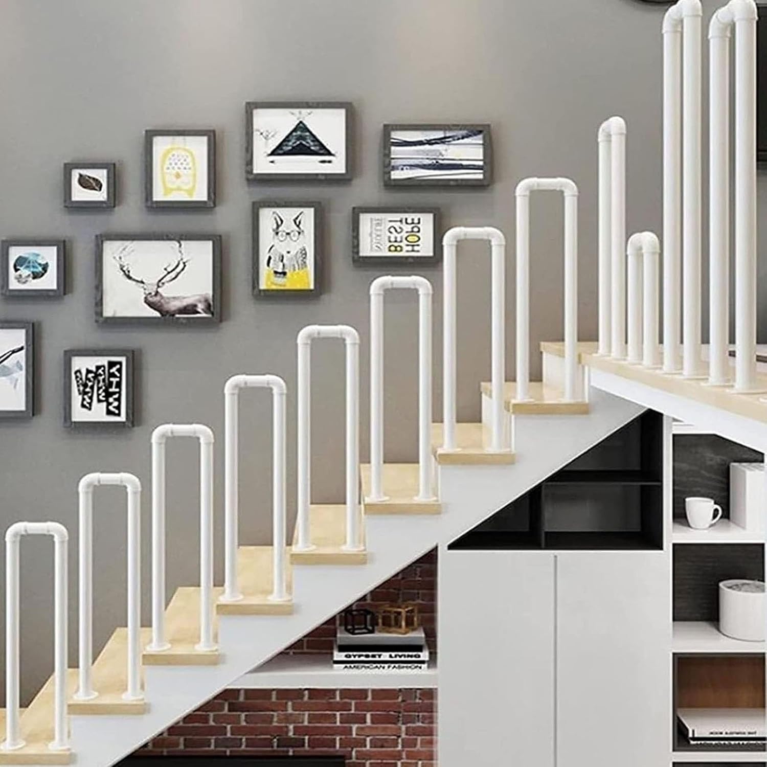 Square Tube U-Shaped Stair Railing - Industrial Safety Transitional ...