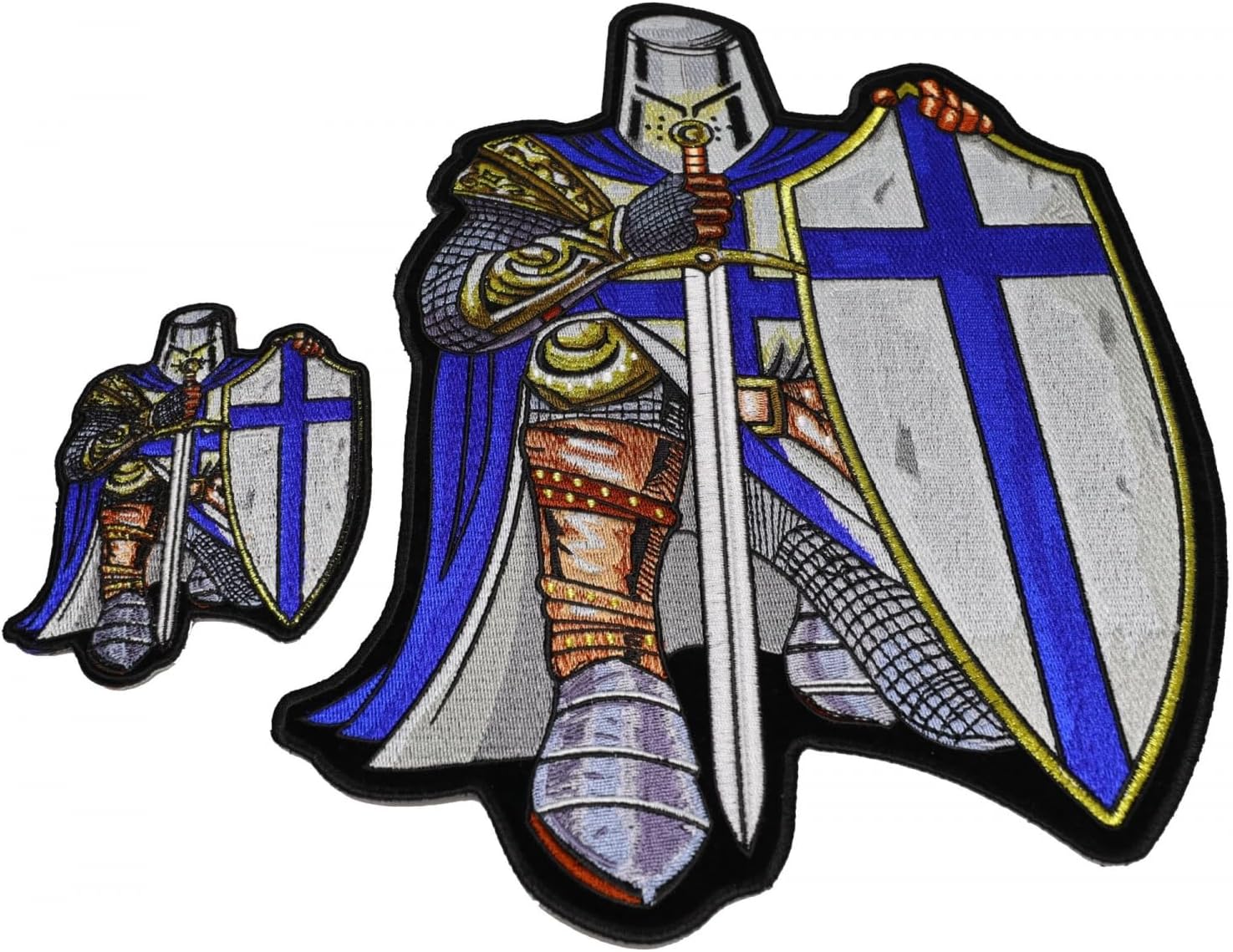 Amazon.com: Blue Crusader Knight Patch Set Small and Large Back Patch ...