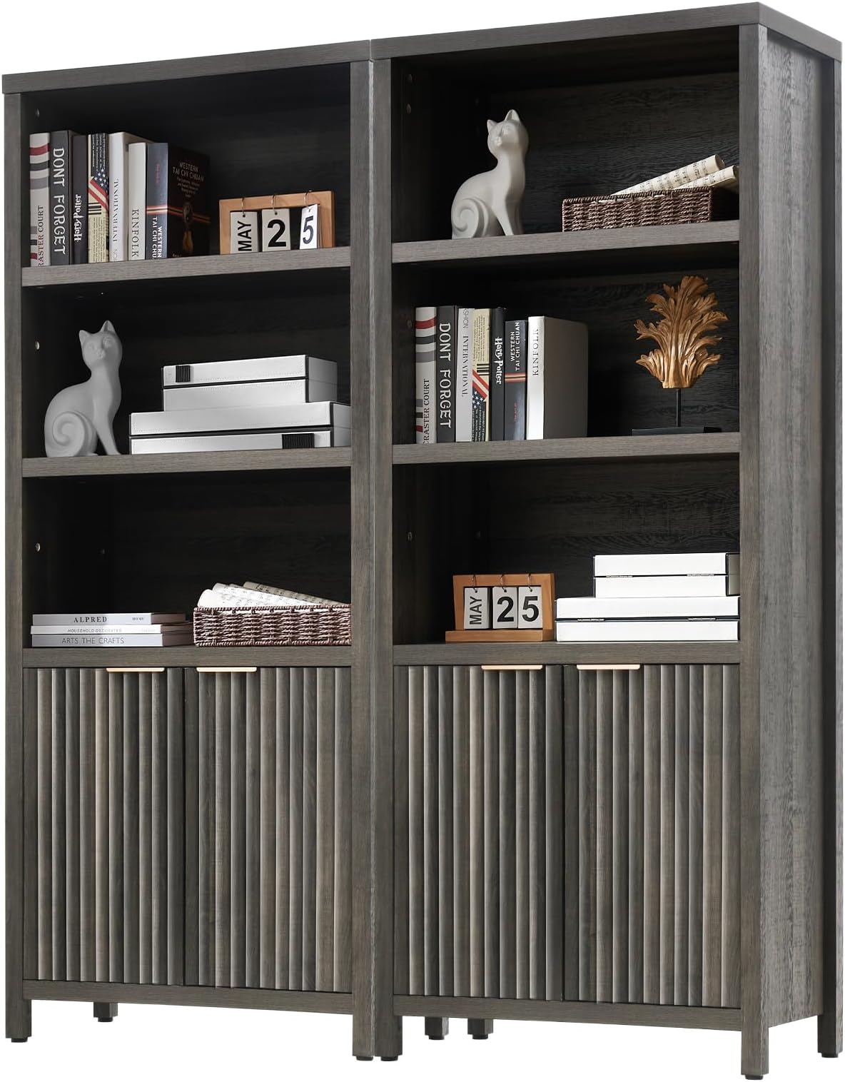 Amazon.com: OAKHAM HOME Bookcase, Tall Bookshelf with Doors Cabinet 15 ...