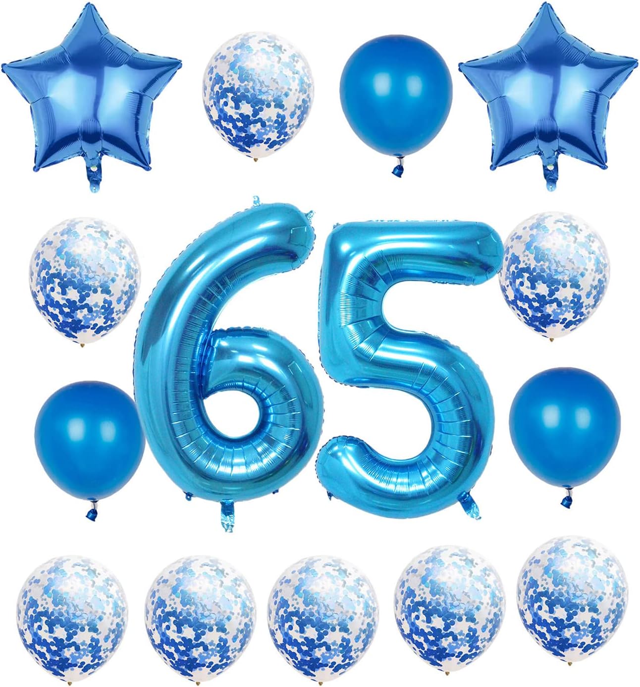 Amazon.com: 65th Birthday Decorations Party Supplies,Blue Number 65 ...