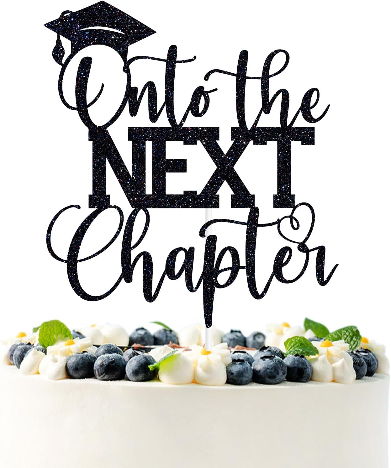 Amazon.com: Black Glitter Onto the Next Chapter Cake Topper, Class of ...