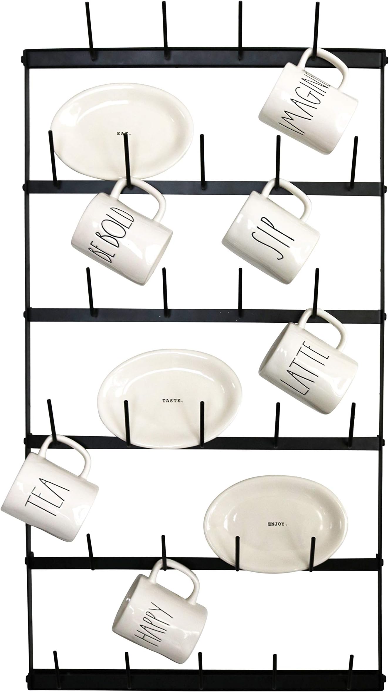 Amazon.com - Wall Mounted Coffee Mug Rack - Large Rustic Black Iron ...