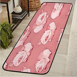 Amazon.com: Mintoprints Pink Pig Runner Rug 2ft x 6ft Washable Laundry ...
