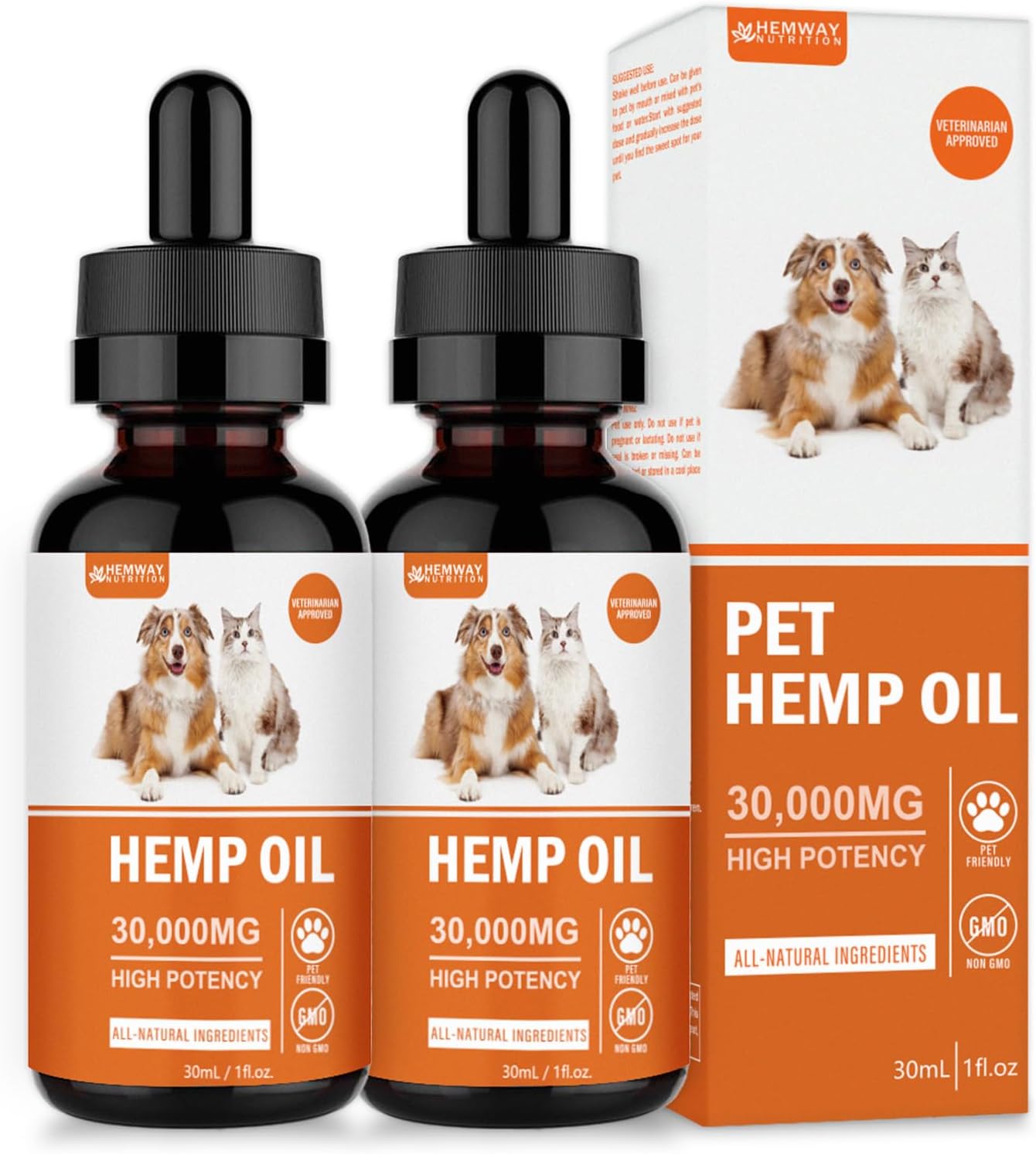 Amazon.com : (2-Pack) Organic Hemp Oil for Dogs and Cats - Pet Hemp ...