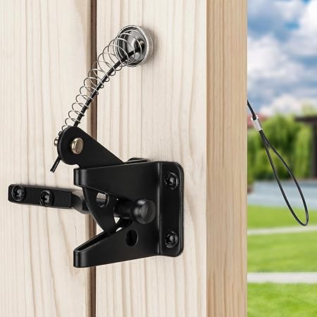 Amazon.com: Self Locking Gate Latch with Spring Cable Pull, Heavy Duty ...