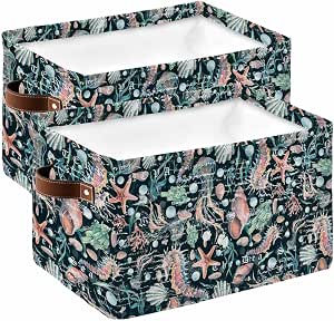 Amazon.com: Nautical Cube Storage Organizer Bins with Handles 2 Packs ...