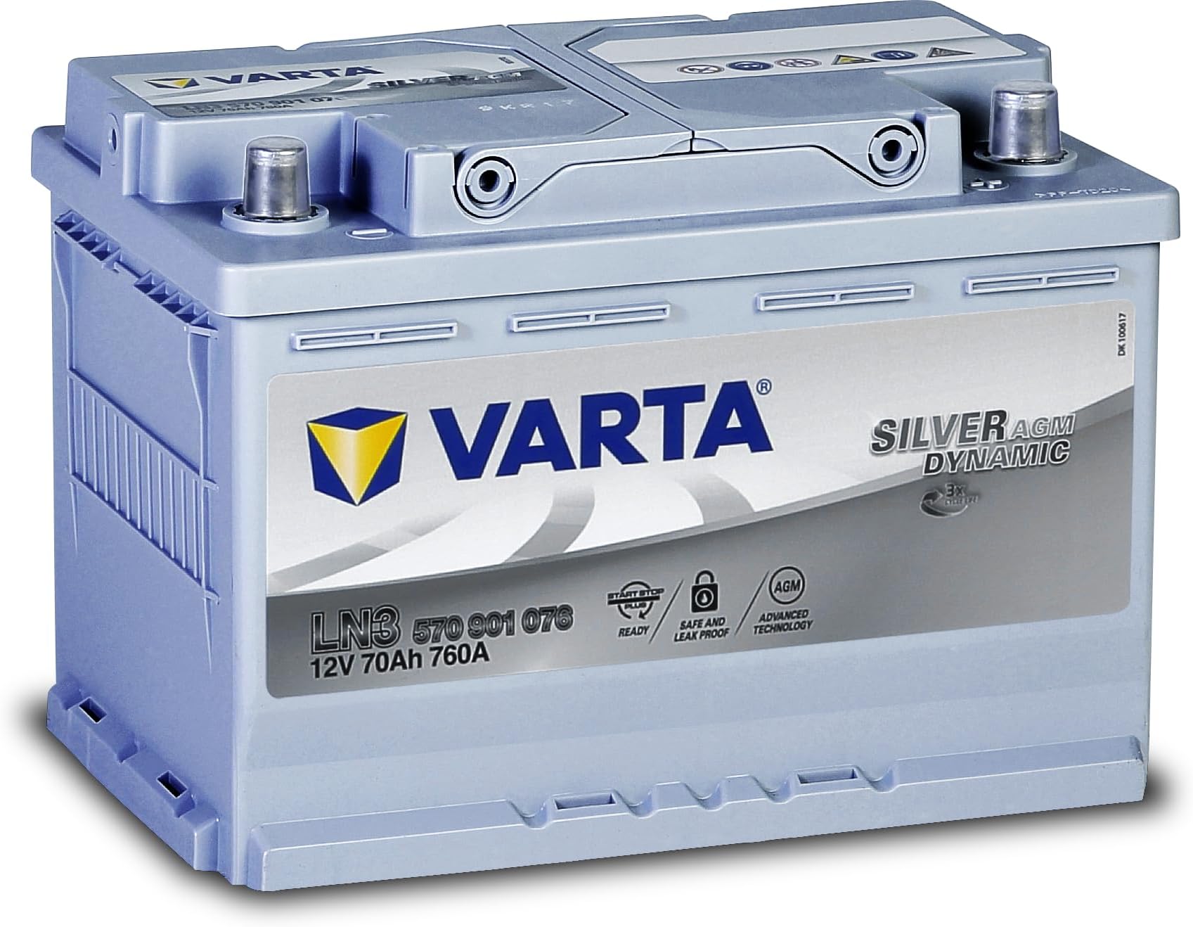 VARTA Silver Dynamic AGM Batterie A7 (E39) – Start-Stop und xEV Autobatterie 12V 70Ah 760A ...