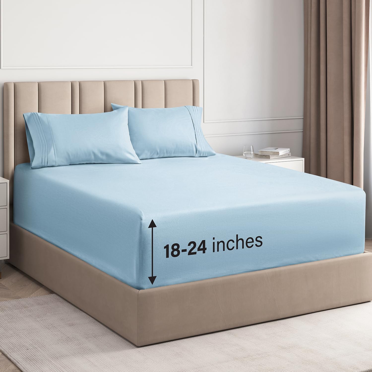 Extra Deep Pocket Cal King Sheets - 4 Piece Breathable & Cooling Bed ...