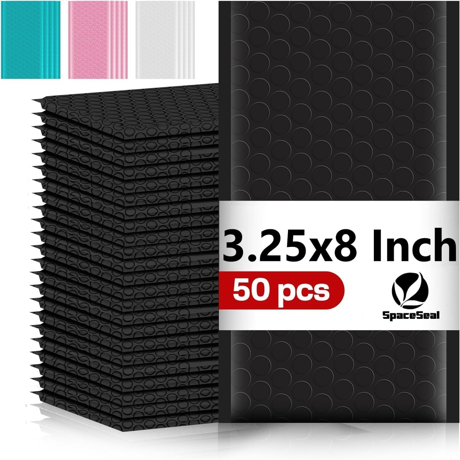 Amazon.com : SPACE SEAL® Black Bubble Mailer 3.25x8 IN (Usable Size ...