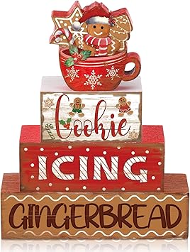 Amazon.com: Moucuny 4 Pcs Christmas Gingerbread Man Table Sign ...