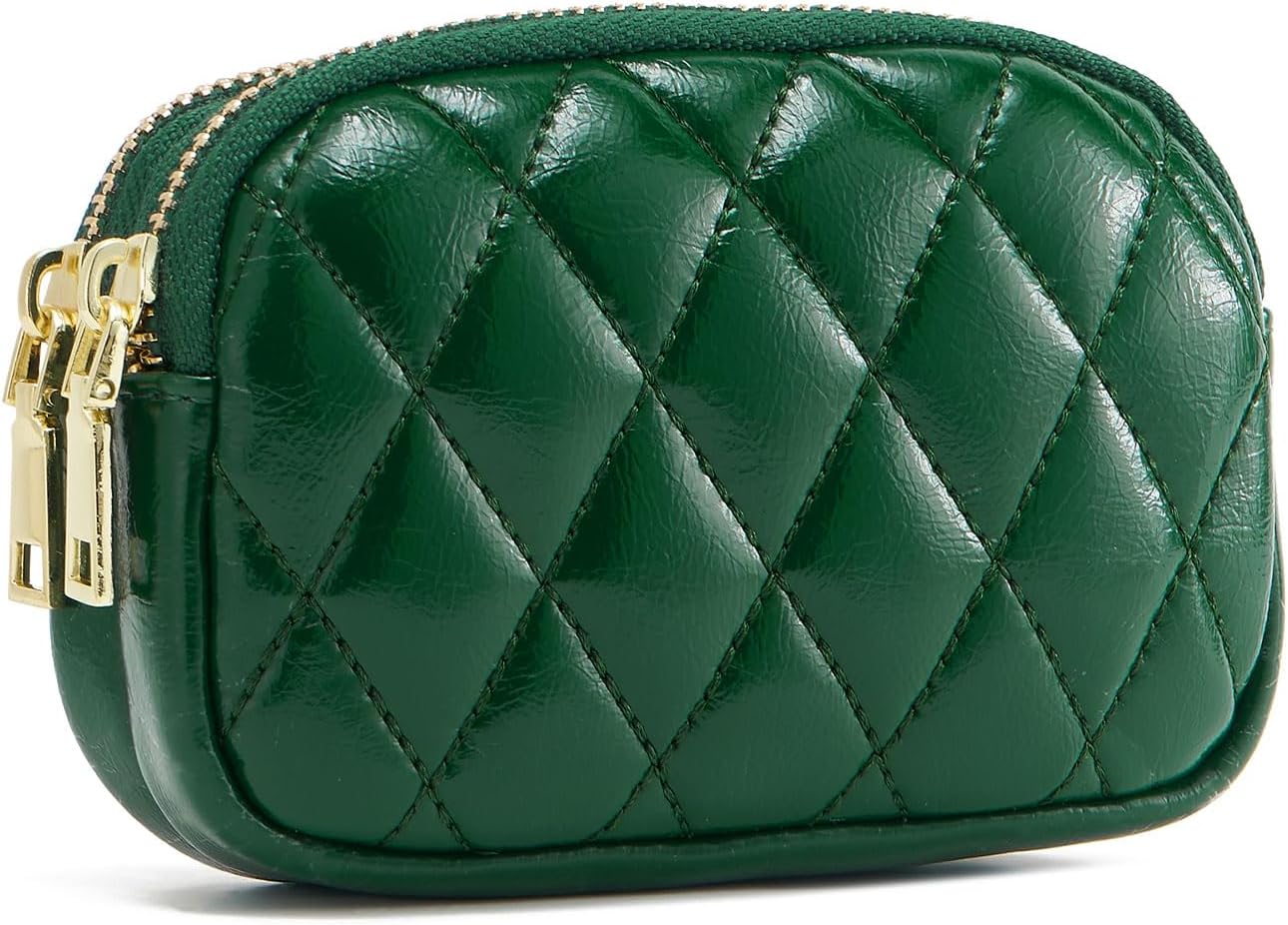 WOZEAH Leather Coin Purse for Women Small 2 Zipper Change Wallet with ...